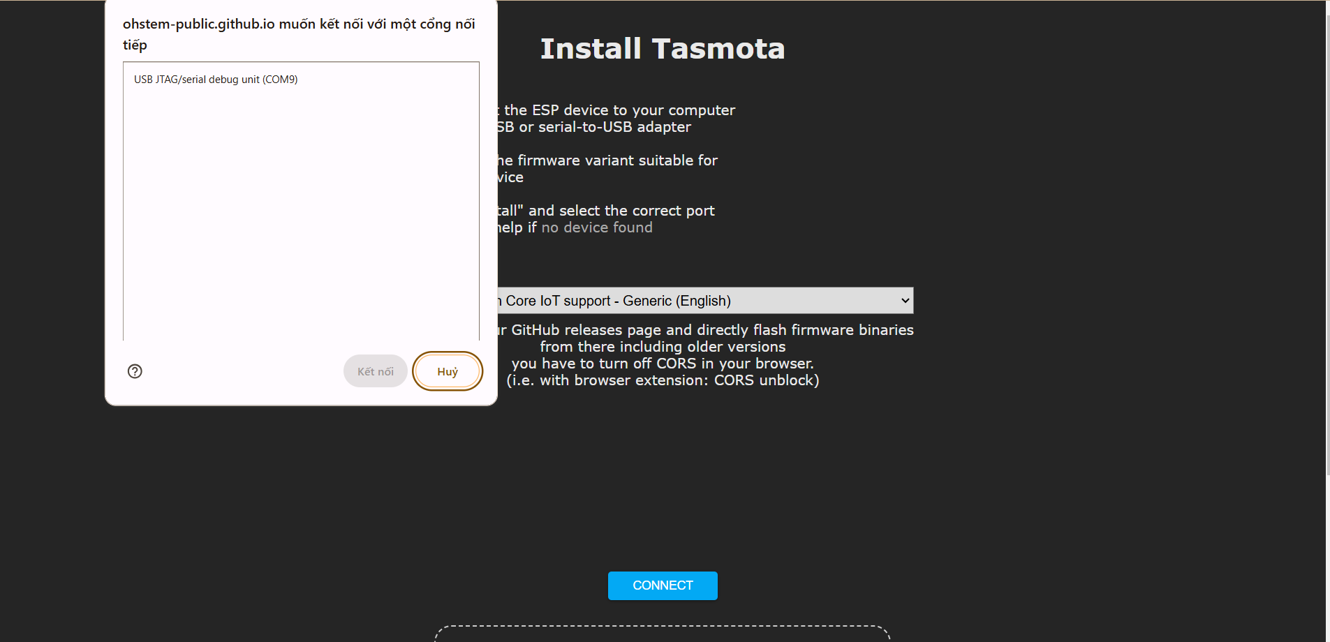 Flash firmware Tasmota – Core IoT Platform